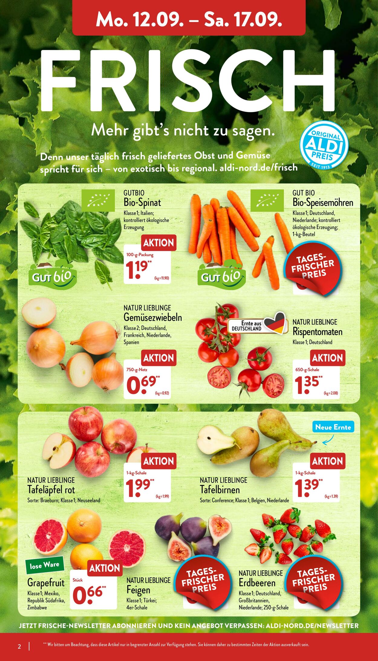 Aldi Nord Werbeprospekt G ltig Von 12 09 Bis 17 09 Seitenzahl 2